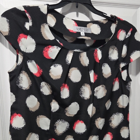 Kasper | Tops | Kasper Womens Top With Bold Polka Dots Black Red Cream ...